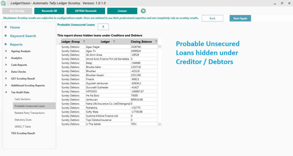 LedgerVision | Automatic Tally Ledger Scrutiny - LedgerVision