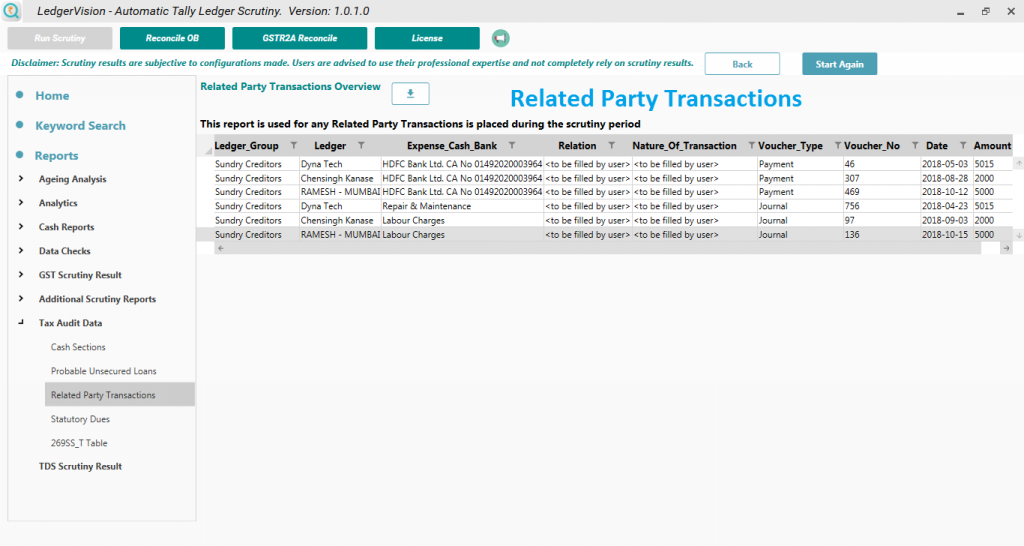 LedgerVision | Automatic Tally Ledger Scrutiny - LedgerVision